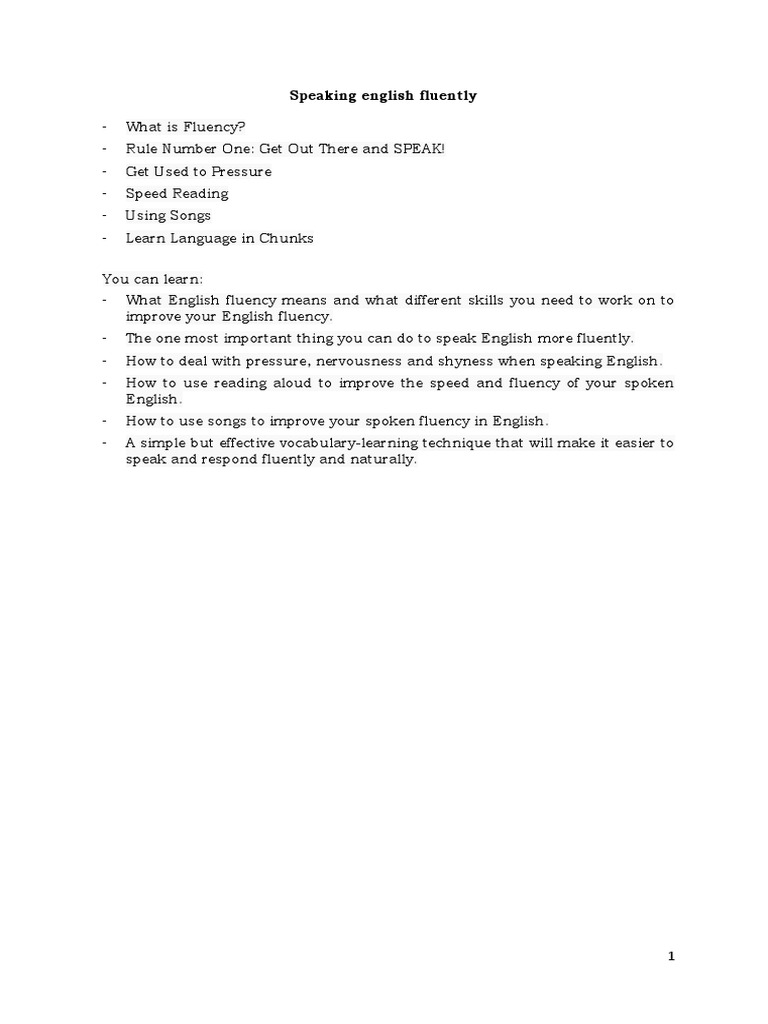 Ten Tips for Improving English Speaking Fluency and Confidence | PDF ...