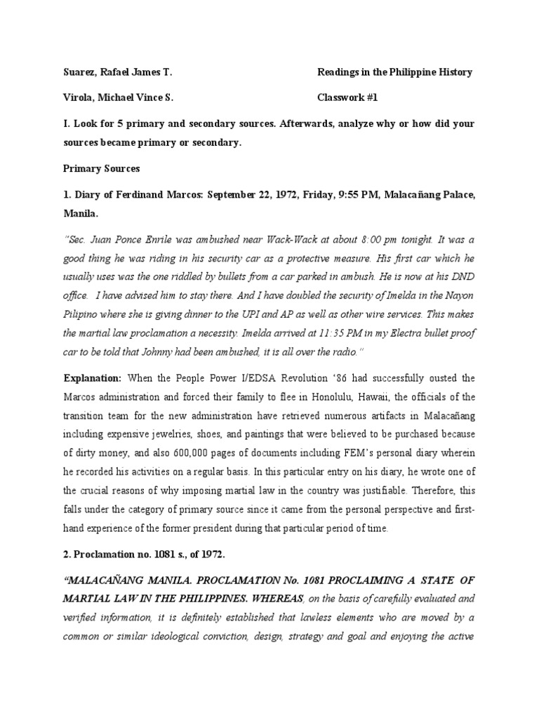 "Malacañang Manila. Proclamation No. 1081 Proclaiming A State of ...