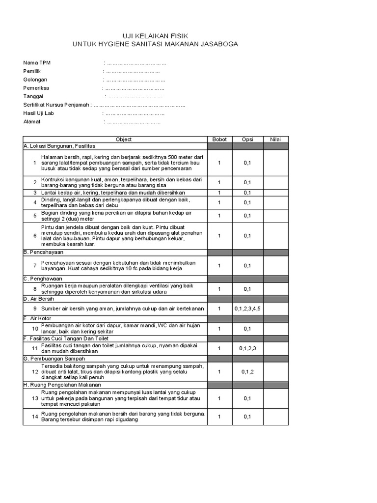 Form Jasa Boga | PDF