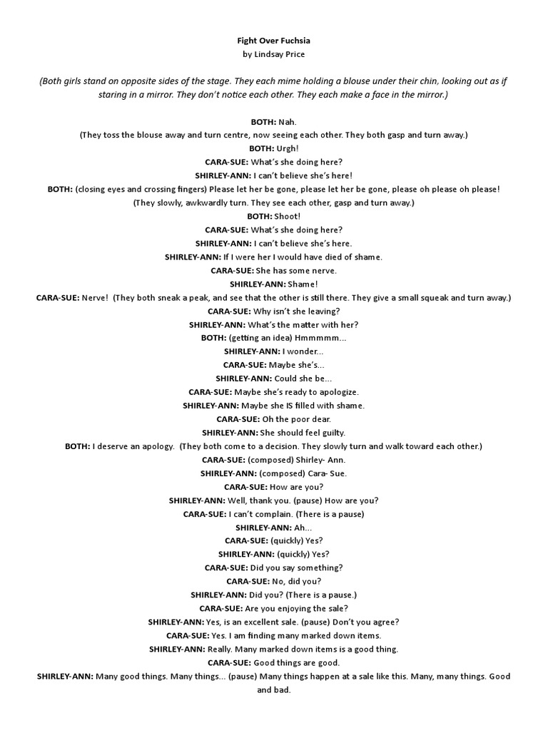 Comedic Duologue: Fight Over Fuchsia | PDF