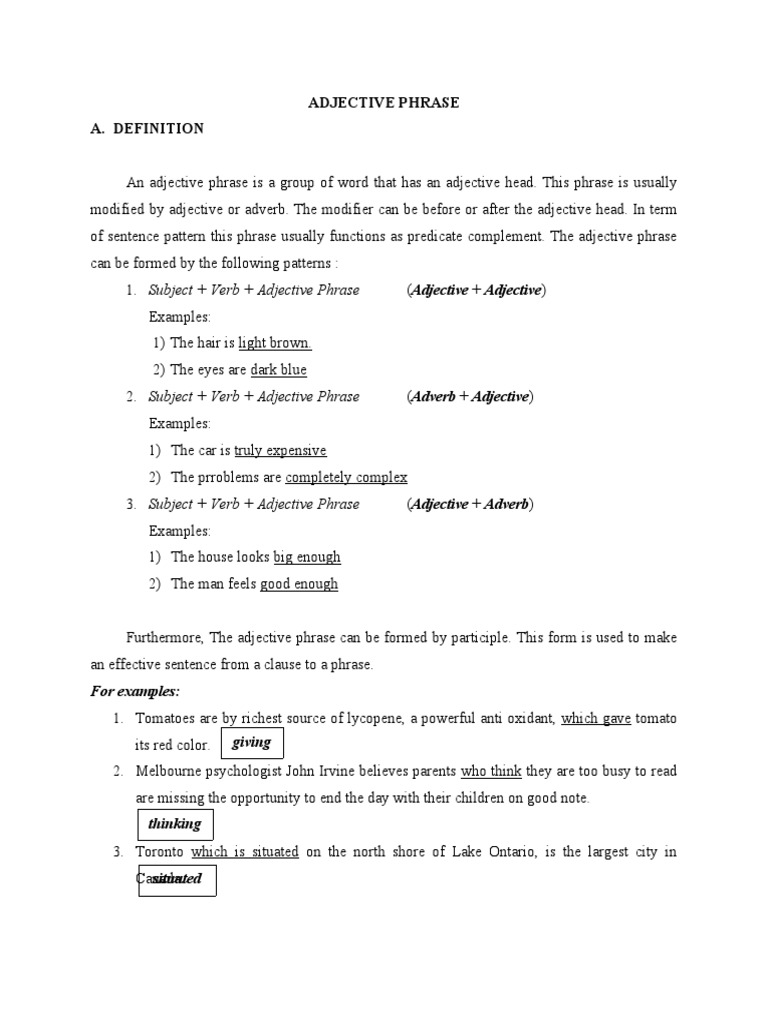 Latihan Adjective Phrase | PDF | Adjective | Adverb