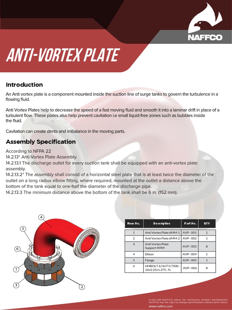 Anti-Vortex Plate: Description Part No. QTY Item No | PDF | Gases ...