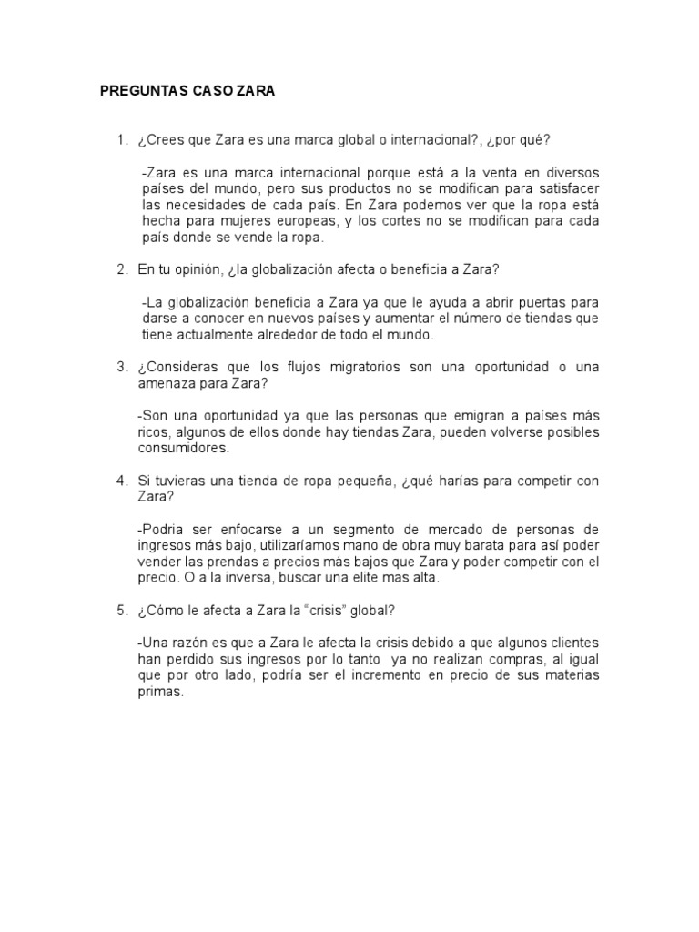 Examen Caso Zara | PDF | Nike | Moda