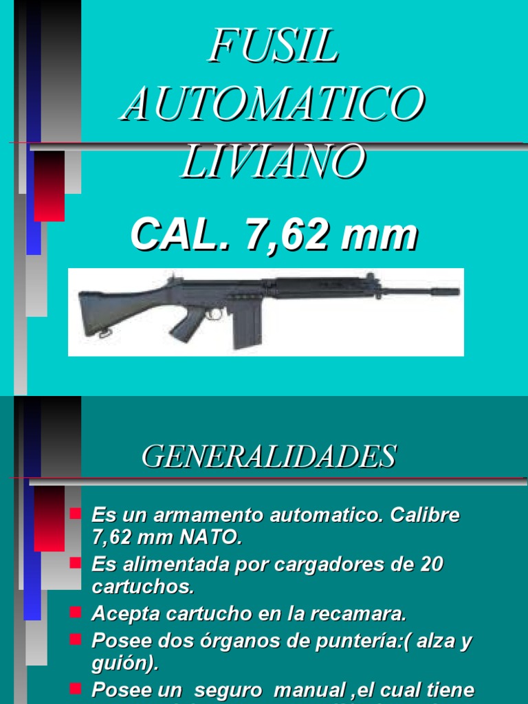 Partes y características del fusil FAL 7.62 | PDF | Rifle | Cartucho ...