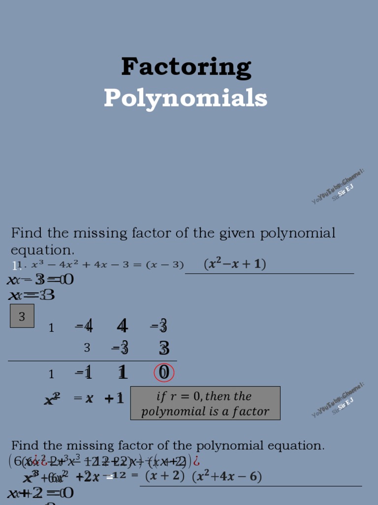 Lesson 15 Factoring Polynomial | PDF | Mathematical Objects | Equations