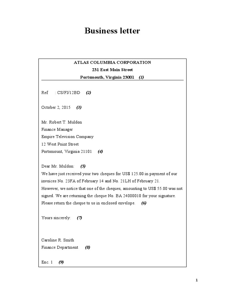 Parts of Business Letter | PDF | Madam | Writing
