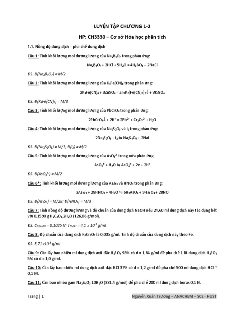Hoa-Phan-Tich - Btlt-Ch3330-Chuong-1-2 - (Cuuduongthancong - Com) | PDF