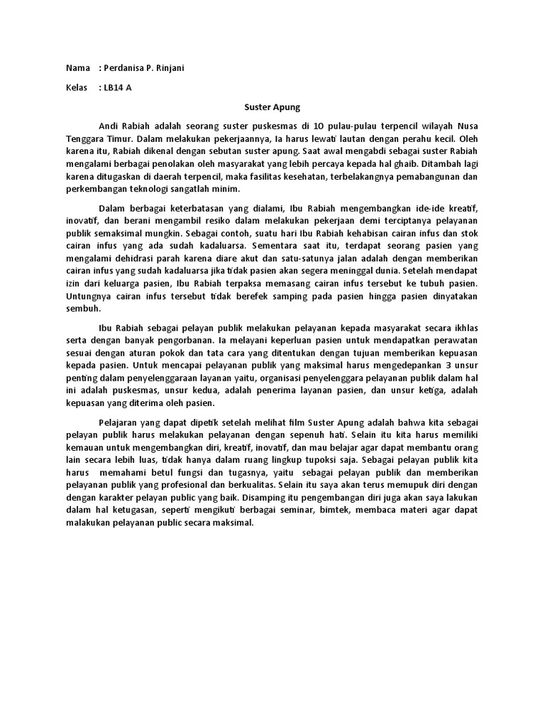 Cerita Tentang Film Suster Apung - Perdanisa | PDF