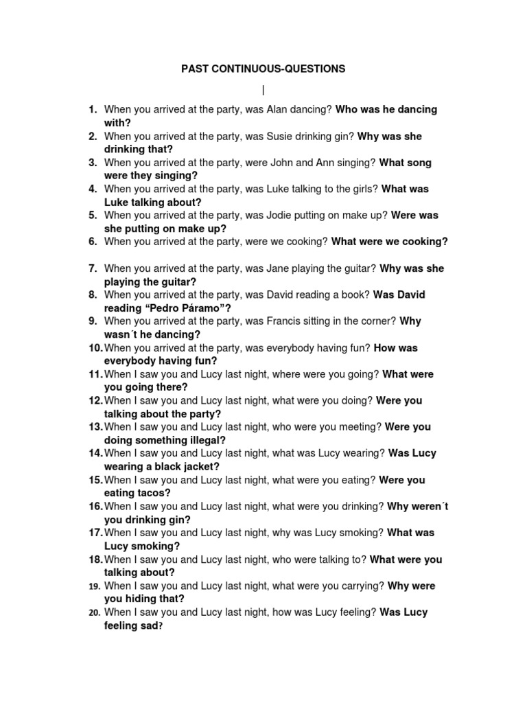 Past Continuous Questions | PDF