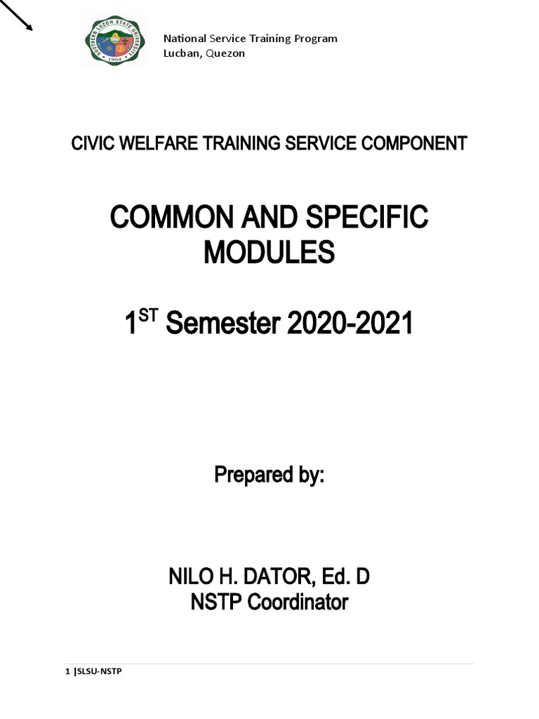Common and Specific Modules 1 Semester 2020-2021: Civic Welfare ...