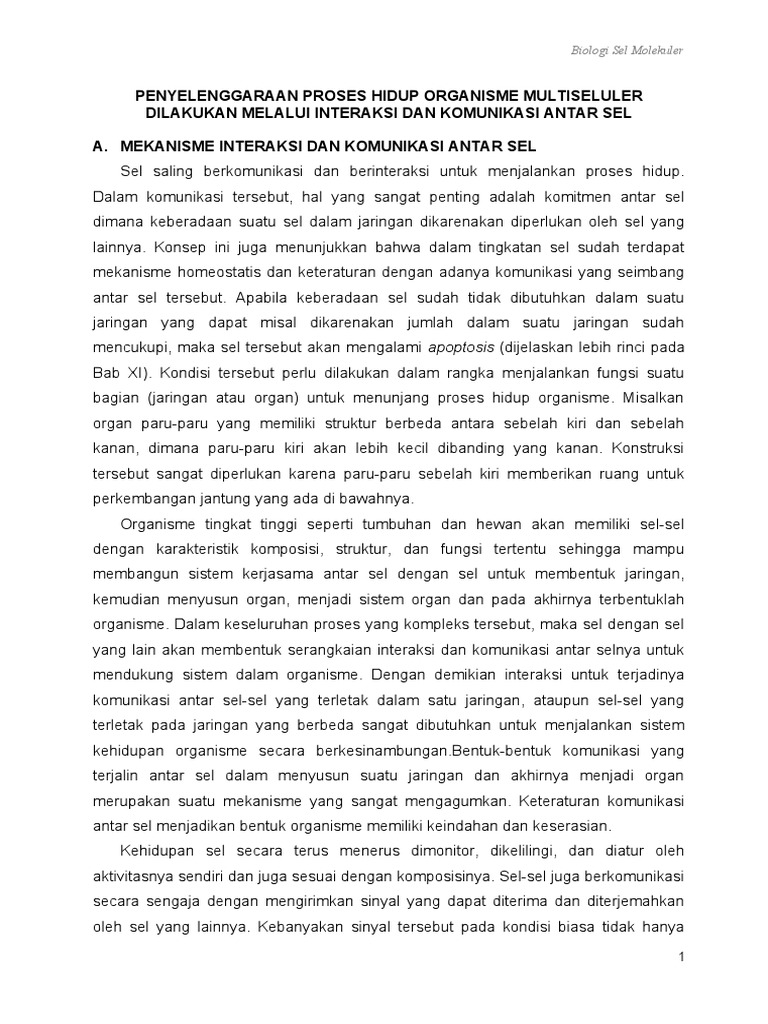 Interaksi Seluler dalam Organisme Multiseluler | PDF