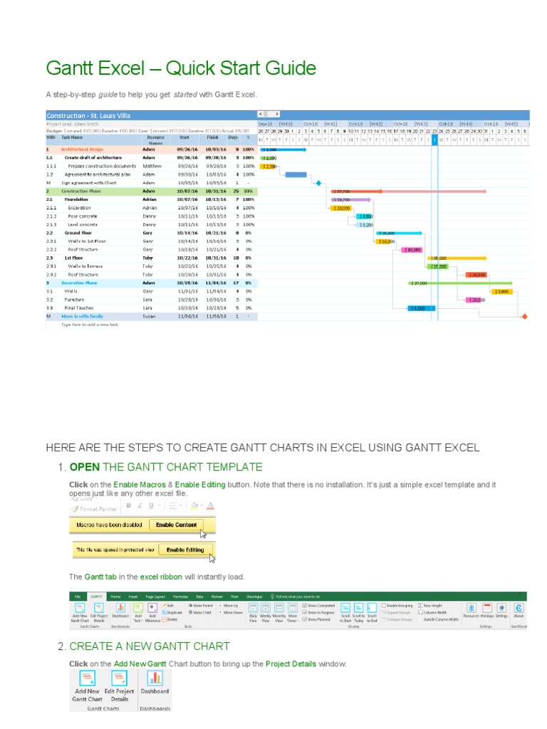 Gantt Excel Quick Start Guide | PDF | Microsoft Excel | Computing