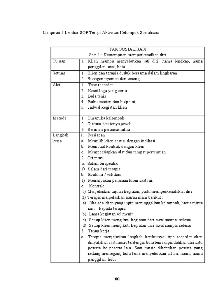 SOP Terapi Aktivitas Kelompok Sosialisasi | PDF