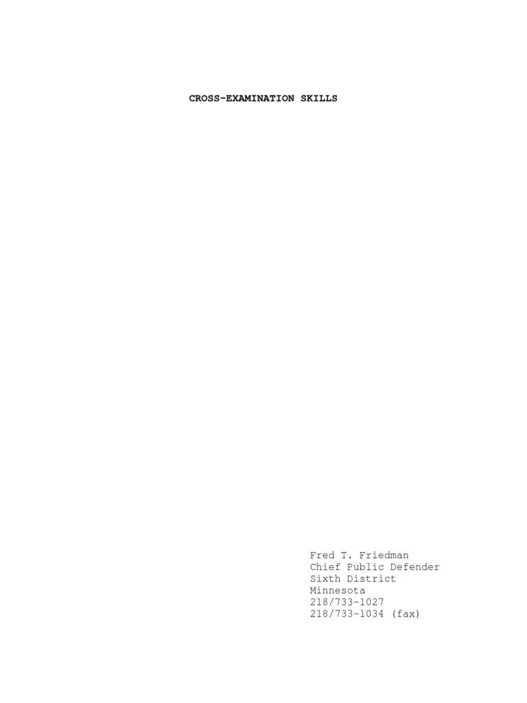 Cross-Examination Techniques Guide | PDF | Witness Impeachment | Witness