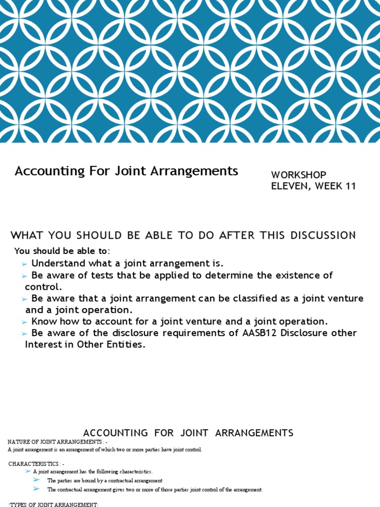 Accounting For Joint Arrangements: Workshop Eleven, Week 11 | PDF ...