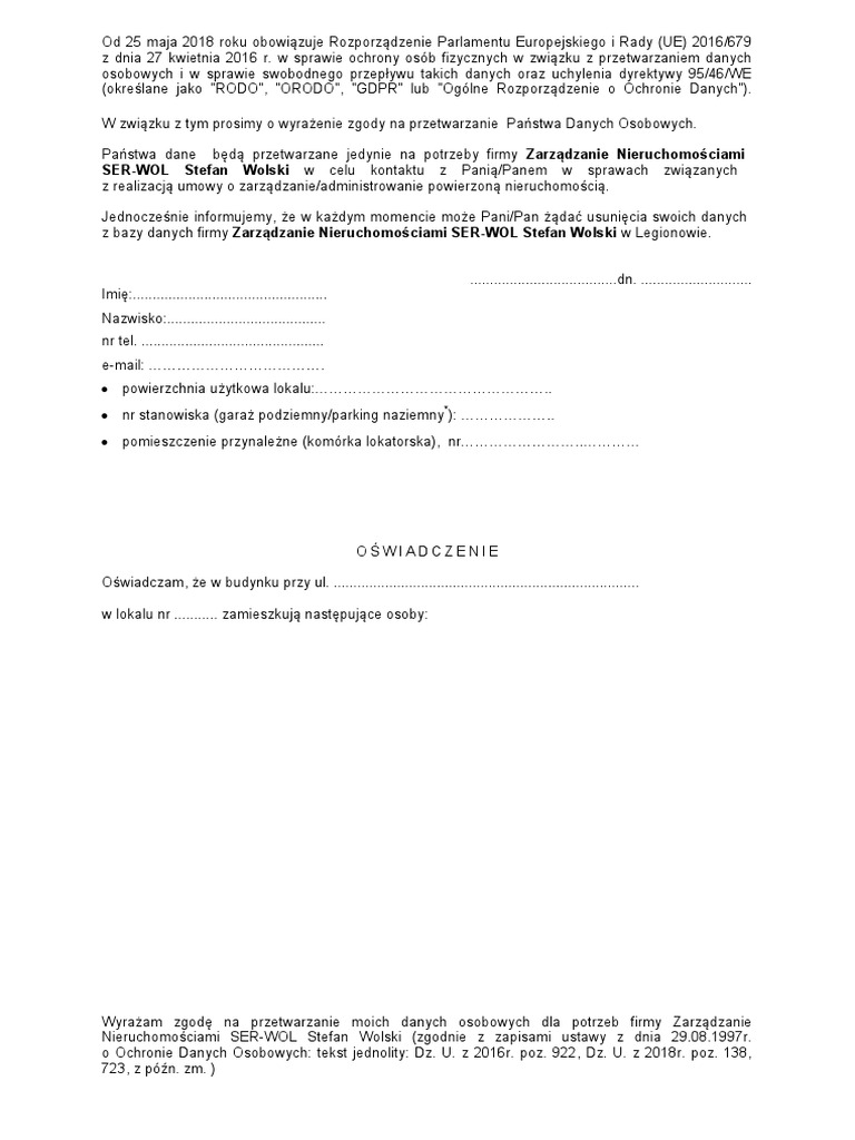 Oświadczenie + RODO | PDF