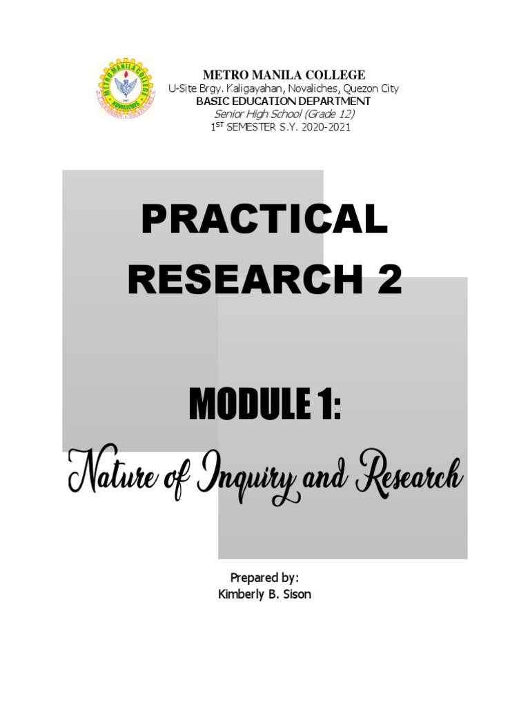 Practical Research 2: Metro Manila College | PDF | Dependent And ...