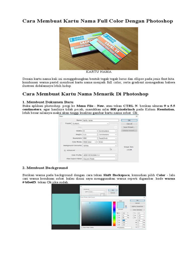 Cara Membuat Kartu Nama Full Color Dengan Photoshop | PDF