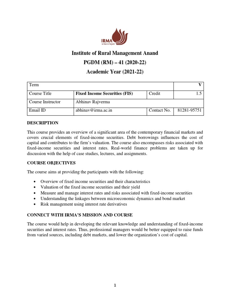 FIS - Fixed Income Securities | PDF | Fixed Income | Bonds (Finance)