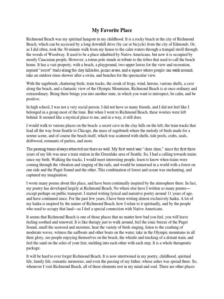 Descriptive Essay Example About A Place | PDF