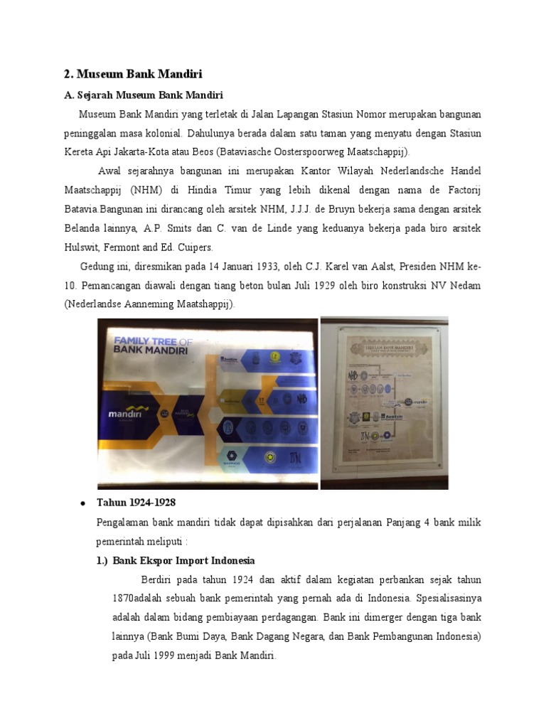 Sejarah dan Koleksi Museum Bank Mandiri | PDF