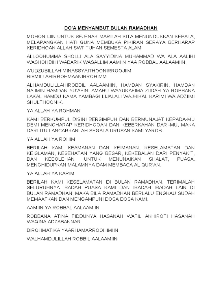 Doa Acara Menyambut Ramadhan | PDF