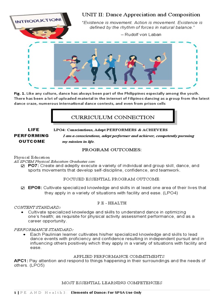 UNIT II: Dance Appreciation and Composition | PDF | Dances | Physical ...