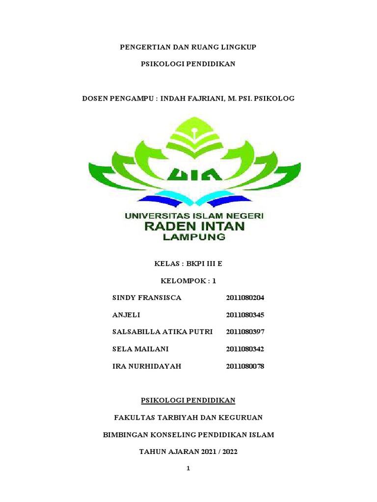 k1 Psi. Pend | PDF | Pengembangan Diri | Sains & Matematika