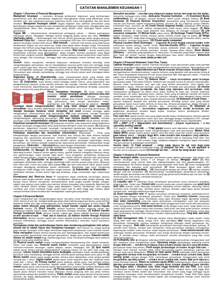 Cheatsheet UTS Manajemen Keuangan | PDF