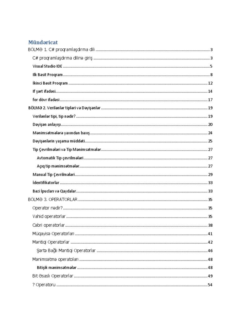 C-Sharp Proqramlasdirma Diline Girish Aze | PDF