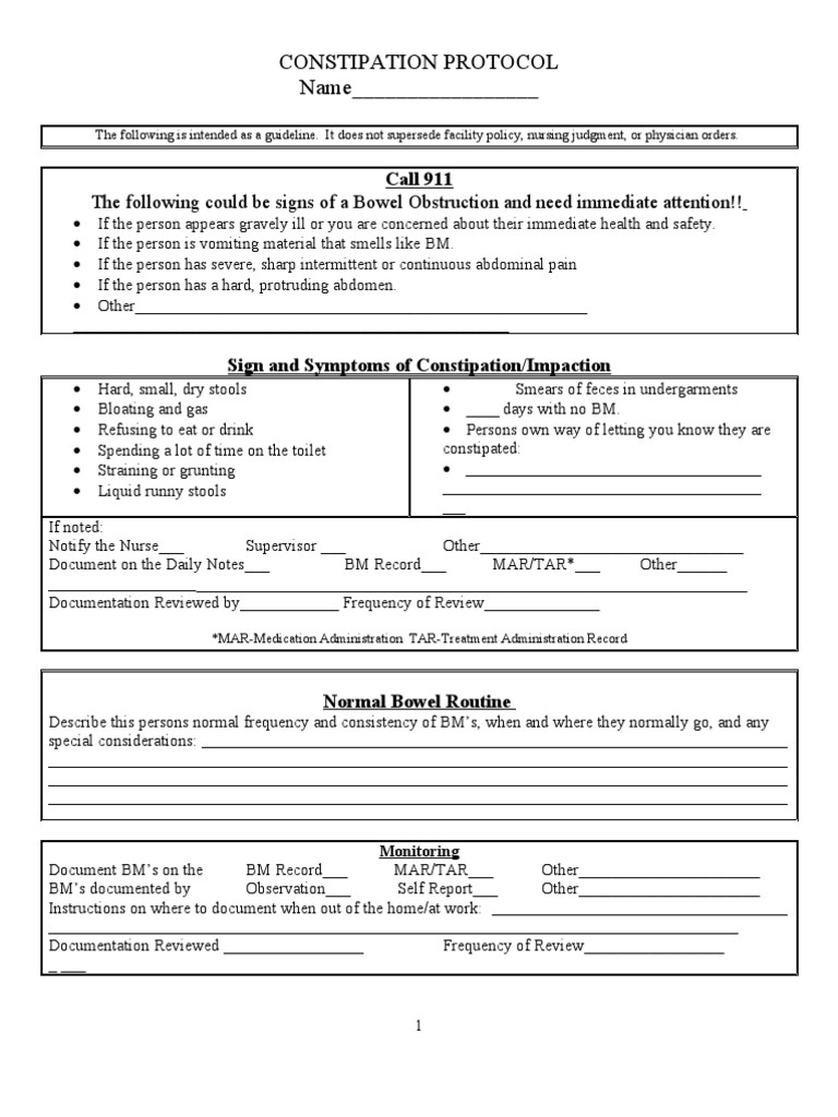 Constipation Protocol or PR HS CN 02 (11!10!09) | PDF | Constipation | Human Feces