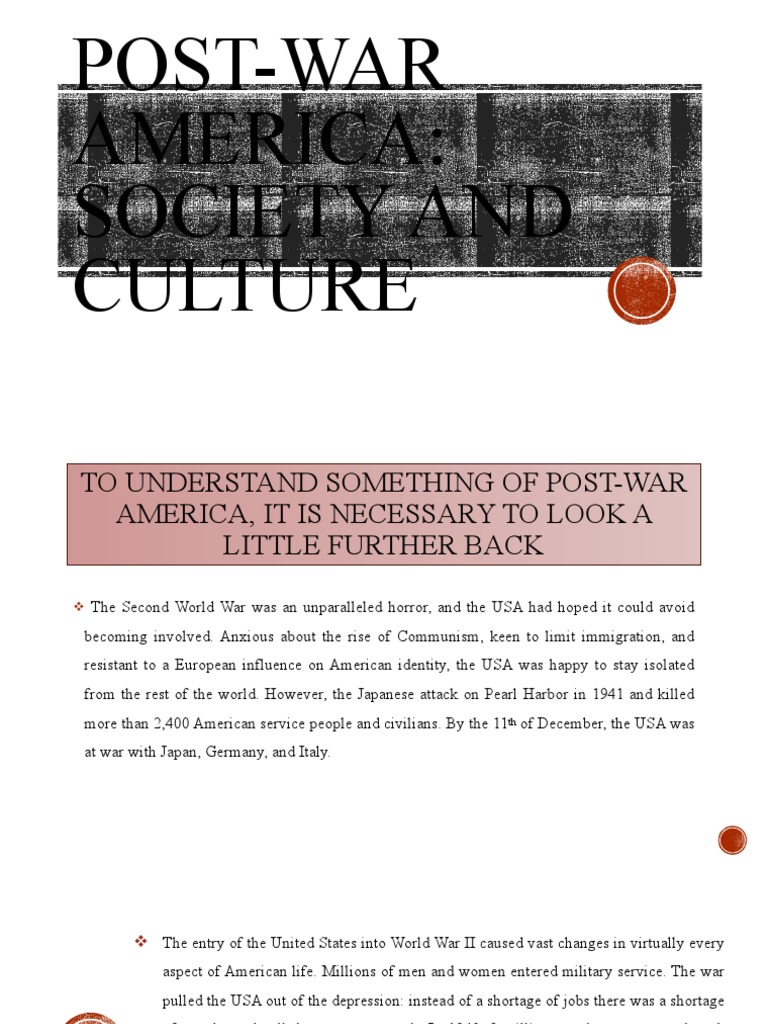Post-War America: Society and Culture | PDF | The United States | World ...