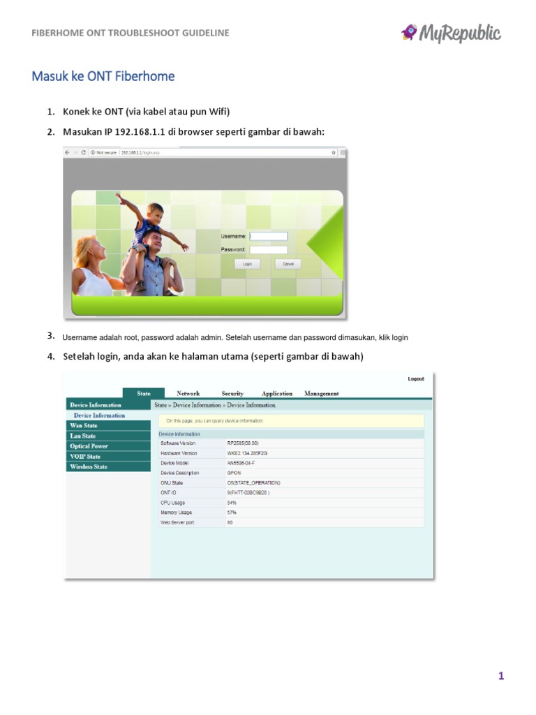 Panduan Setting SSID Dan Password ONT Fiberhome | PDF | Komputer