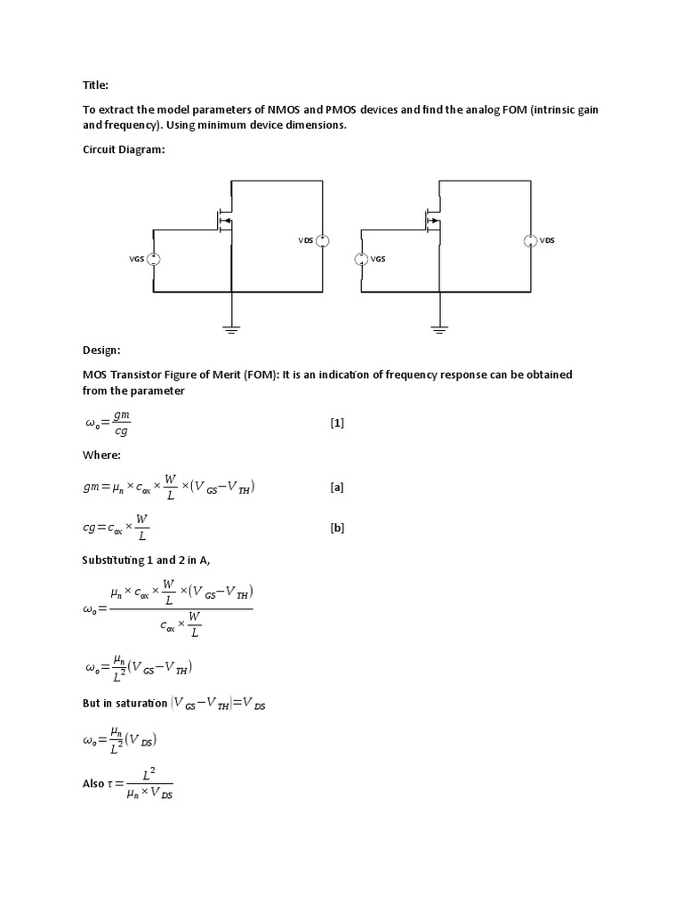 Extract MOSFET Parameters and FOM | PDF | Mosfet | Digital Electronics