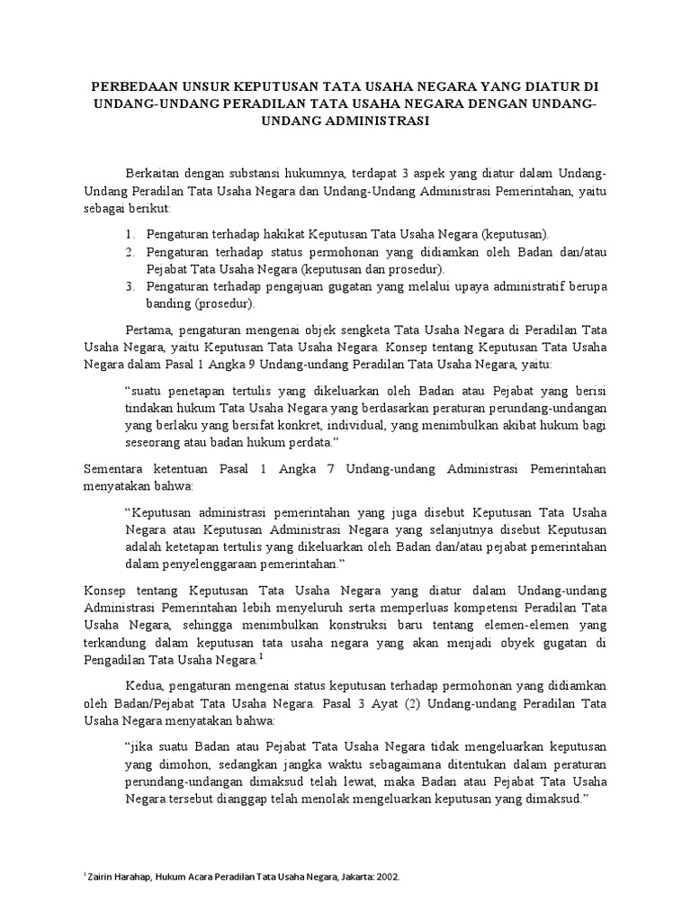 Perbedaan Unsur KTUN Pada UU PTUN Dan UU AP | PDF