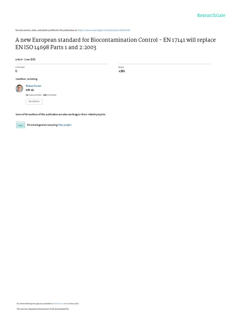 A New European Standard For Biocontamination Control - EN 17141 Will ...