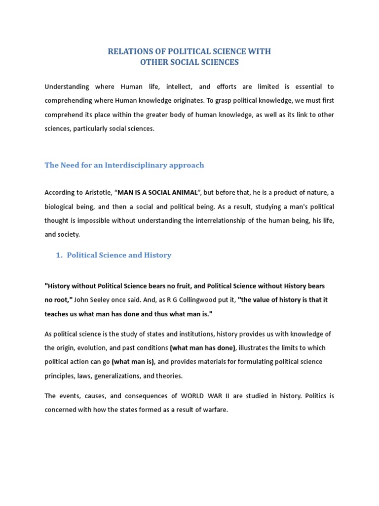 Relations of Political Science With Other Social Sciences | PDF ...