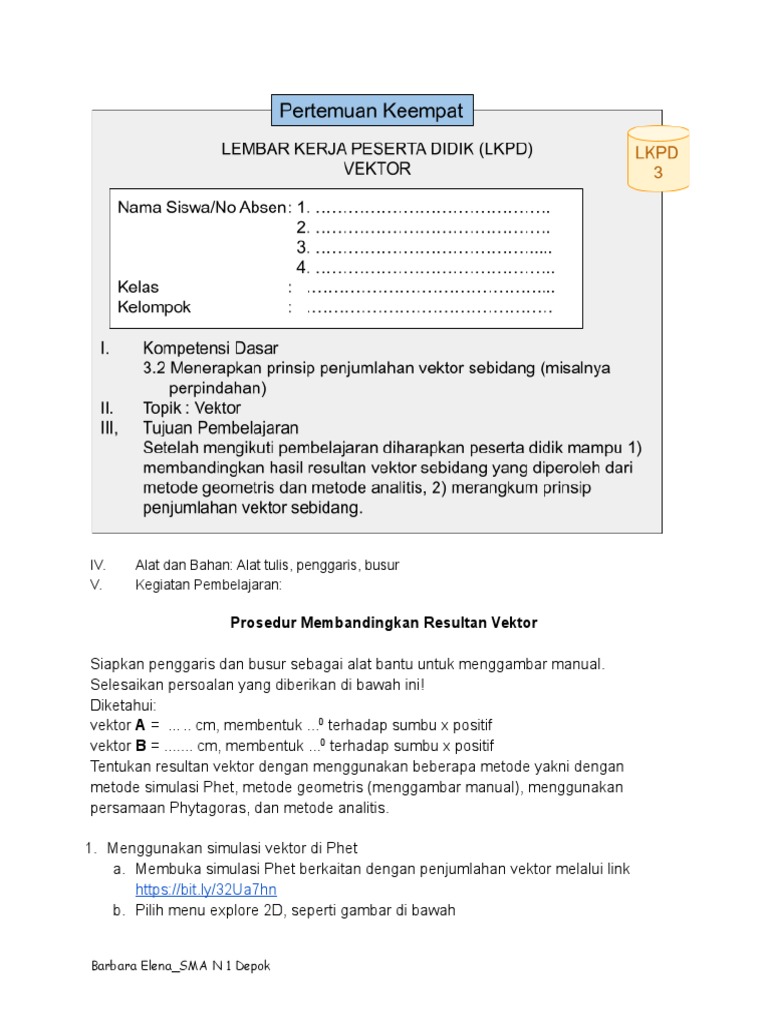 LKPD Vektor 3 | PDF | Metode & Bahan Ajar