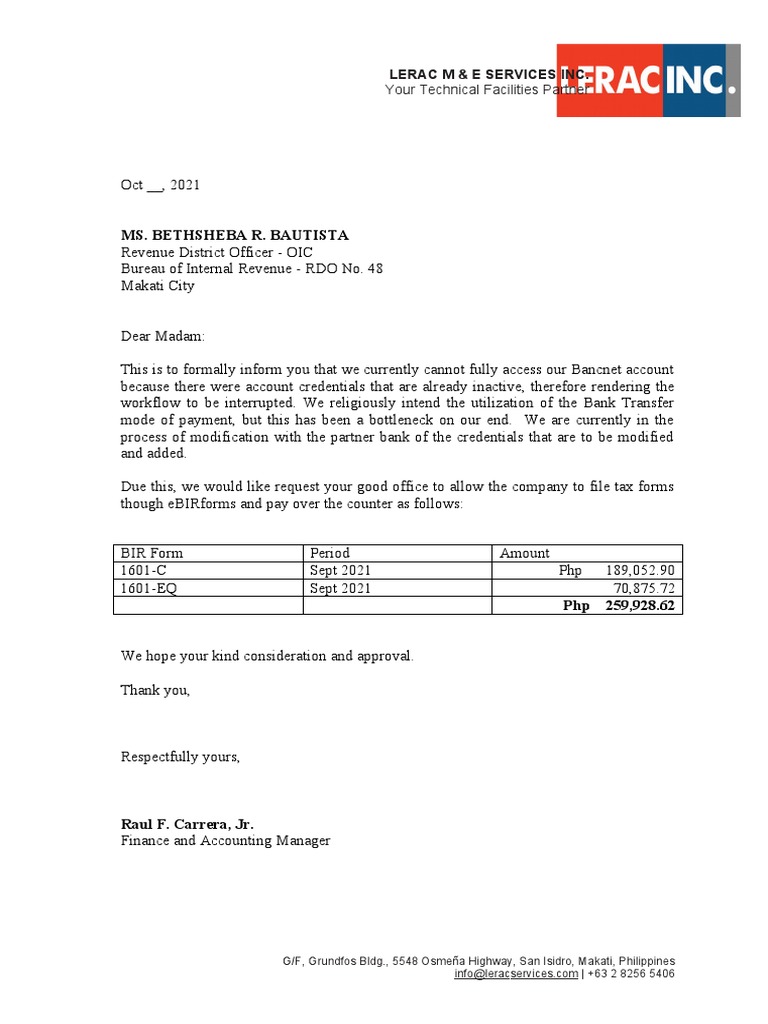 Bir Letter - 20211008 | PDF