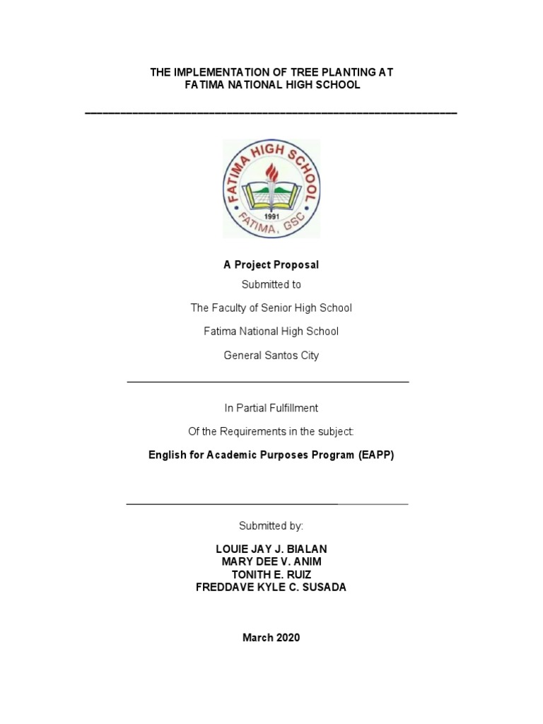 The Implementation of Tree Planting at Fatima National High School ...