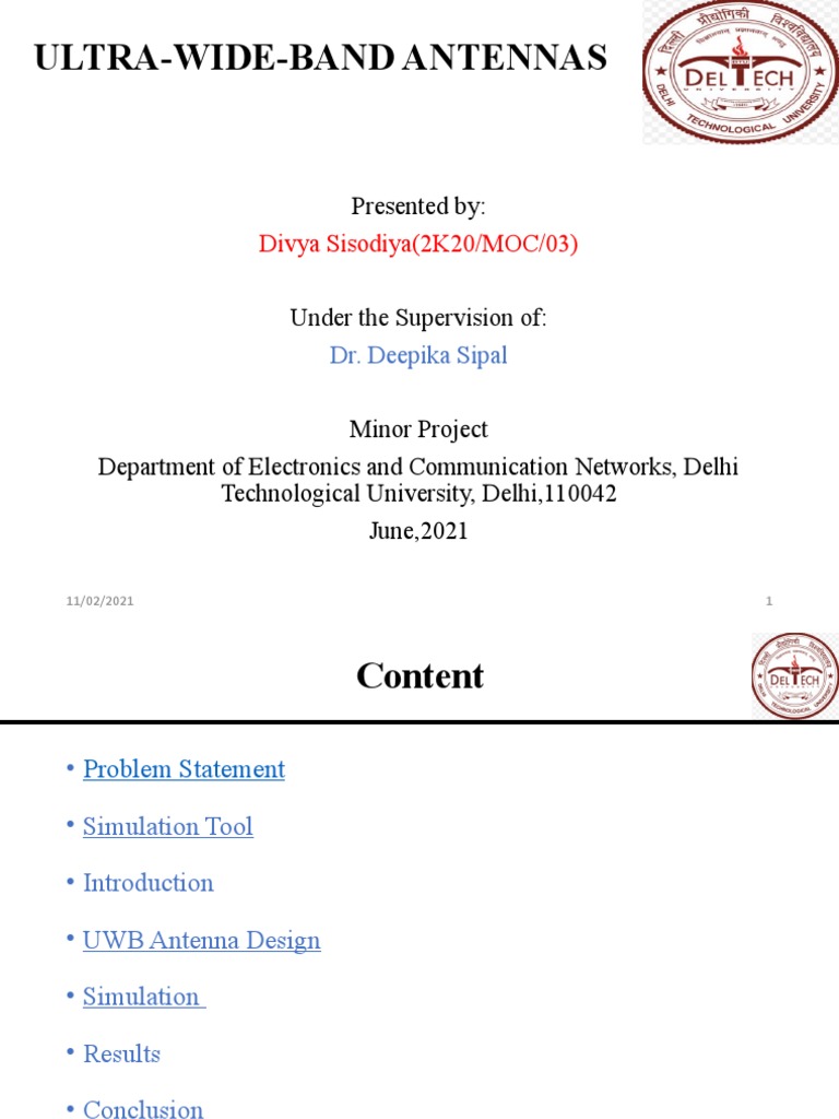 UWB Antenna Design and Simulation | PDF | Ultra Wideband | Antenna (Radio)