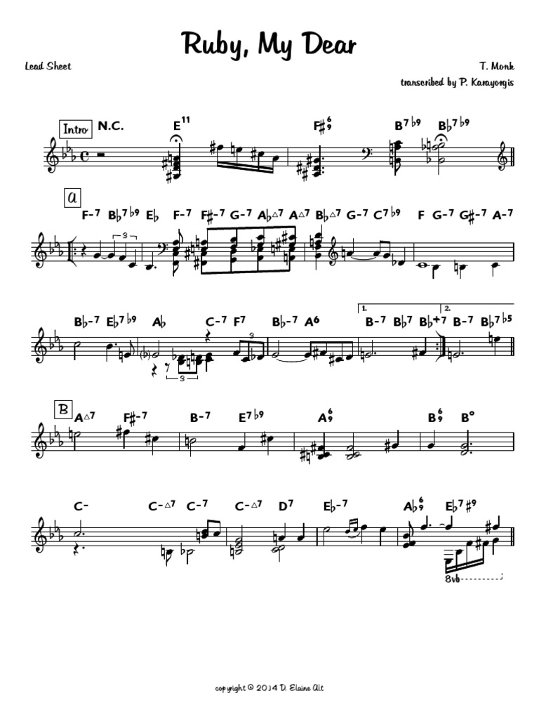 Ruby My Dear Lead Sheet C | PDF