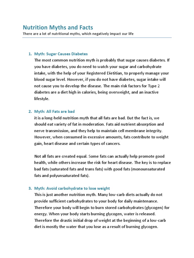 Debunking Common Nutrition Myths | PDF | Fat | Dieting