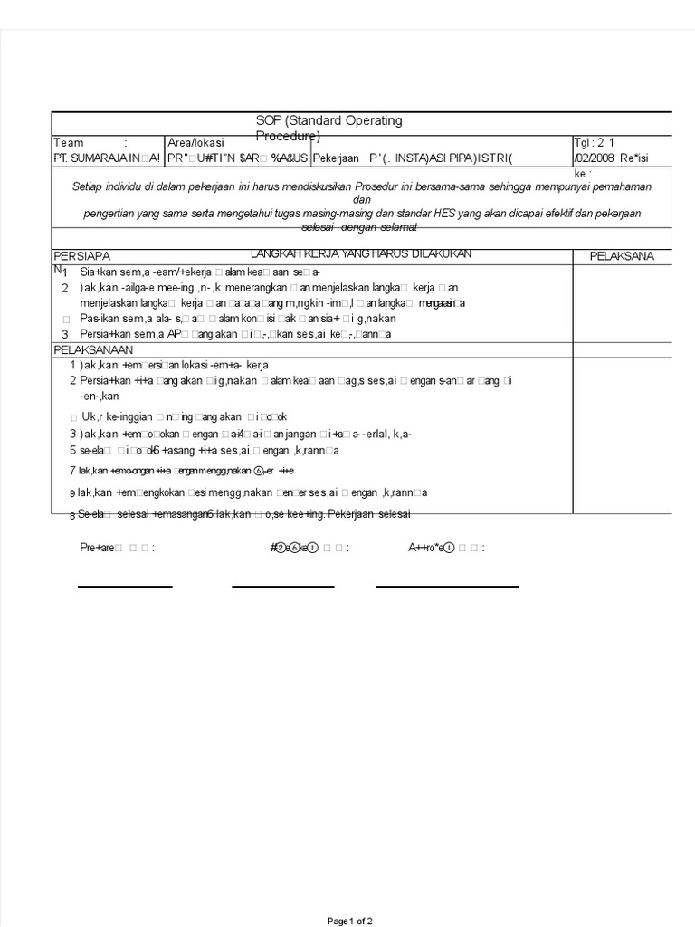 PDF Sop Jsa Pemasangan Pipa Plumbing | PDF