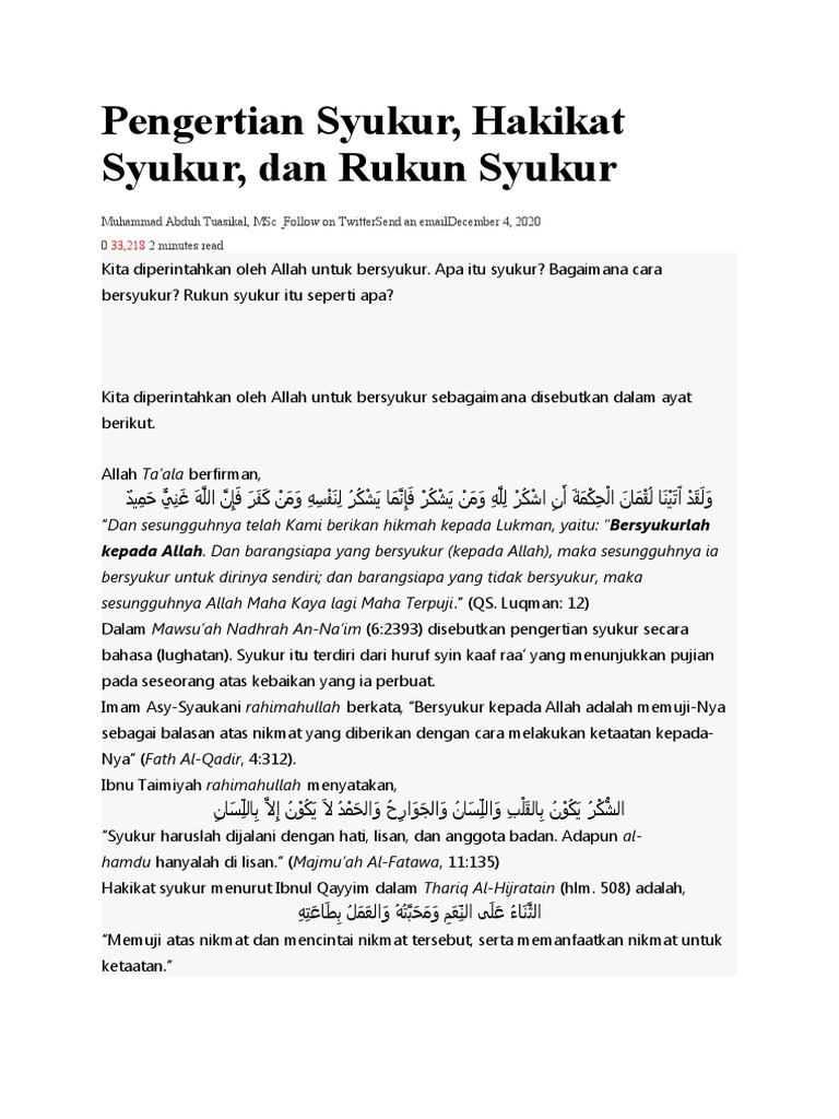 Pengertian Syukur | PDF