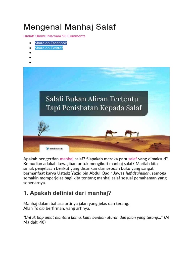 Mengenal Manhaj Salaf | PDF
