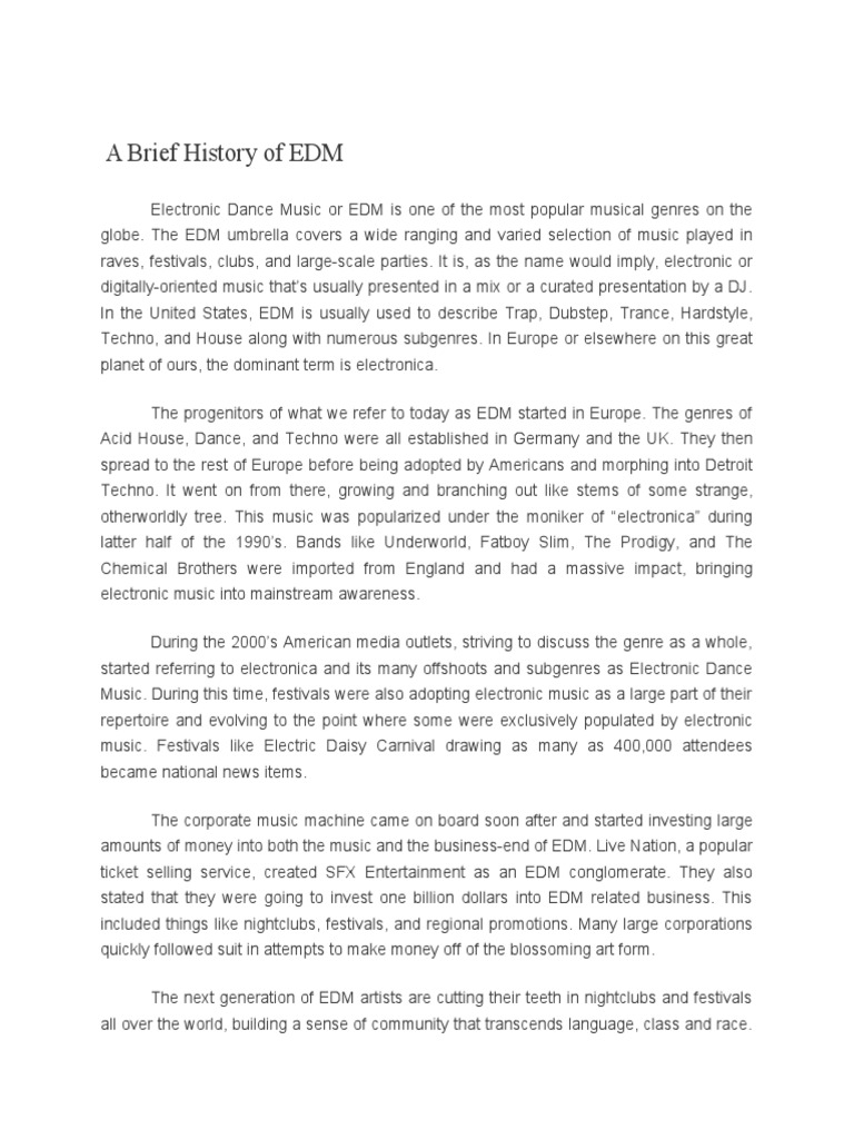 A Brief History of EDM | PDF | Contemporary Music | Electronic Music