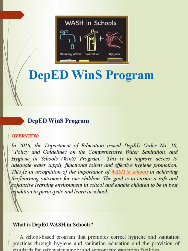 DepEd WiNS Program Validation | PDF | Sanitation | Wash