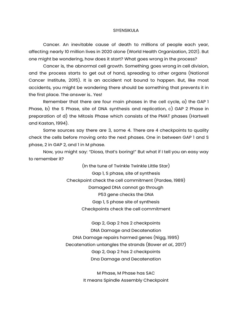 SIYENSIKULA | PDF | Cell Cycle | Genetics