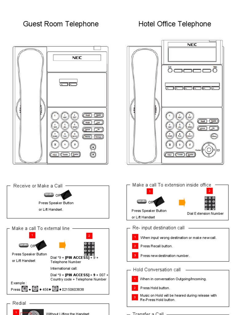 User Guide for Hotel Guest Room Telephone System Functions | PDF ...